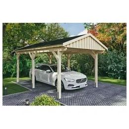 Skan Holz Einzelcarport SKANHOLZ "Fichtelberg", beige (natur), B/H/T: 273cm x, Carports, mit schwarzen Schindeln