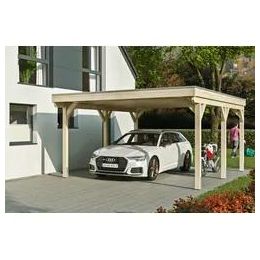 Skan Holz Einzelcarport SKANHOLZ "Grunewald", beige (natur), B/H/T: 395cm x, Carports, mit EPDM-Dach