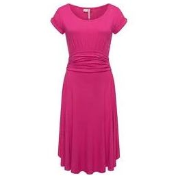 Sommerkleid Ragwear "Yvone Solid", Damen, Gr. XXL (44), Normalgr&ouml;&szlig;en, pink (magenta), Material: 95% Viskose, 5% Elasthan, figurbetont knieumspielend, Rundhals, &Auml;rmel ohne &Auml;rmelschlitz, Kleider Sommerkleid, leichtes Jersey-Kleid mit Tailleng&uuml;rtel