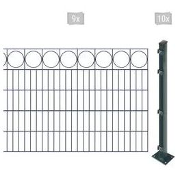 Doppelstabmattenzaun Arvotec "EASY 100 zum Aufschrauben "Ring" mit Zierleiste", grau (anthrazit), H:100cm, Kunststoff, Stahl, Zaunelemente, Zaunh&ouml;he 100 cm, Zaunl&auml;nge 2 - 60 m