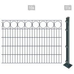 Doppelstabmattenzaun Arvotec "EASY 100 zum Aufschrauben "Ring" mit Zierleiste", grau (anthrazit), H:100cm, Kunststoff, Stahl, Zaunelemente, Zaunh&ouml;he 100 cm, Zaunl&auml;nge 2 - 60 m