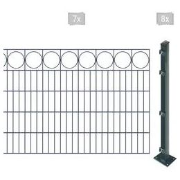 Doppelstabmattenzaun Arvotec "EASY 100 zum Aufschrauben "Ring" mit Zierleiste", grau (anthrazit), H:100cm, Kunststoff, Stahl, Zaunelemente, Zaunh&ouml;he 100 cm, Zaunl&auml;nge 2 - 60 m