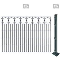 Doppelstabmattenzaun Arvotec "EASY 100 zum Aufschrauben "Ring" mit Zierleiste", grau (anthrazit), H:100cm, Kunststoff, Stahl, Zaunelemente, Zaunh&ouml;he 100 cm, Zaunl&auml;nge 2 - 60 m