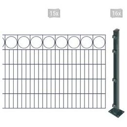 Doppelstabmattenzaun Arvotec "EASY 100 zum Aufschrauben "Ring" mit Zierleiste", grau (anthrazit), H:100cm, Kunststoff, Stahl, Zaunelemente, Zaunh&ouml;he 100 cm, Zaunl&auml;nge 2 - 60 m