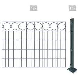 Doppelstabmattenzaun Arvotec "EASY 100 zum Aufschrauben "Ring" mit Zierleiste", grau (anthrazit), H:100cm, Kunststoff, Stahl, Zaunelemente, Zaunh&ouml;he 100 cm, Zaunl&auml;nge 2 - 60 m