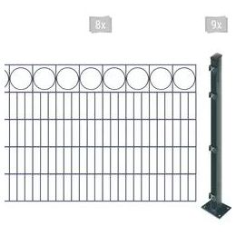Doppelstabmattenzaun Arvotec "EASY 100 zum Aufschrauben "Ring" mit Zierleiste", grau (anthrazit), H:100cm, Kunststoff, Stahl, Zaunelemente, Zaunh&ouml;he 100 cm, Zaunl&auml;nge 2 - 60 m