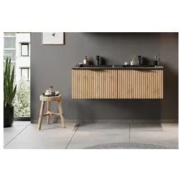 Waschtisch Welltime, braun (wotaneiche), B:120cm H:41cm T:47cm, Holzwerkstoff, Mineralguss, Waschtische, Waschtisch, wahlweise mit Auflage- oder Aufsatzbecken in zwei verschiedenen Farben