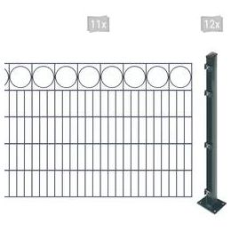 Doppelstabmattenzaun Arvotec "EASY 100 zum Aufschrauben "Ring" mit Zierleiste", grau (anthrazit), H:100cm, Kunststoff, Stahl, Zaunelemente, Zaunh&ouml;he 100 cm, Zaunl&auml;nge 2 - 60 m