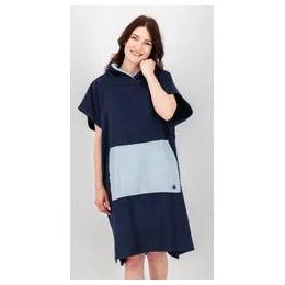 Poncho DEPROC ACTIVE "Badeponcho PARLEE BEACH", Damen, Gr. L (44/46), blau (dunkelblau), 100% Baumwolle Walkfrottier, bequem, Jacken Poncho, Badeponcho mit gro&szlig;er K&auml;ngurutasche und Innentasche