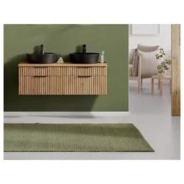 Waschtisch Welltime, braun (wotaneiche), B:120cm H:41cm T:47cm &Oslash;:42cm, Holzwerkstoff, Keramik, Waschtische, Waschtisch, wahlweise mit Auflage- oder Aufsatzbecken in zwei verschiedenen Farben