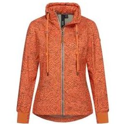 Softshelljacke LPO "SHELBY PEAK IV Women", Damen, Gr. 54 (XXL), orange, 96% Polyester; 4% Elasthan, tailliert, gerader Abschluss mit Klettverschl&uuml;ssen, Jacken Softshelljacke, leichte Softshelljacke mit All-Over-Print und abnehmbarer Kapuze