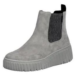 Chelseaboots Rieker, Damen, Gr. 42, grau, Lederimitat, Schuhe Chelseaboots, Schlupfboots, Keilstiefelette mit Anziehlasche
