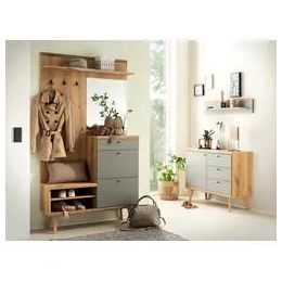 Garderoben-Set Home Affaire "Mavas, Garderobe mit Stauraum, Garderobenschrank im Scandic Design", braun (evoke eiche, salbei), B:237cm H:200cm T:34cm, Holzwerkstoff, Kastenm&ouml;bel-Sets, ausreichend Stauraum, f&uuml;r kleine R&auml;ume geeignet, 237 cm breit