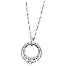 Kette mit Anh&auml;nger Firetti "Schmuck Geschenk Silber 925 Halsschmuck Halskette Ankerkette Kreis", silber (silberfarben, kristallwei&szlig;), Halsketten, Damen, Silber 925 (Sterlingsilber), L: 45 B: 1,2mm, mit Zirkonia (synth.), B:1,2mm