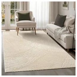 Teppich Sanat "Hera 3401", beige, B:160cm H:11mm L:220cm, Kunstfaser, Teppiche, Teppich, Kurzflor, modern, Wohnzimmer, Schlafzimmer, fussbodenheizungsgeeignet
