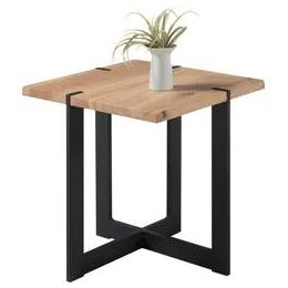 Couchtisch Stolkom "Tiago", braun (eiche, schwarz, schwarz, eiche), H:50cm, Tische, Eckige Couchtische Couchtisch, Massivholz Eiche, Tisch FSC Zertifiziert