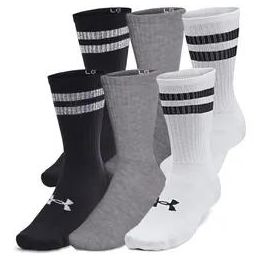 Tennissocken Under Armour "UA Essential 6pk Crew", Kinder, Gr. M (36,5/41,5), schwarz-wei&szlig; (schwarz, wei&szlig;, grau), Polyester, unifarben mit Farbeinsatz, elastisch, Socken Tennissocken, f&uuml;r vielseitige Eins&auml;tze, sportlicher Stil, Sechserpack
