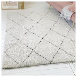 Hochflor-Teppich OTTO HOME "Aveline, auch als L&auml;ufer erh&auml;ltlich", beige, B:200cm H:35mm L:290cm, Polypropylen, Teppiche, Langflor, Shaggy im Berber Stil, geometrisch, Raute, Wohnzimmer