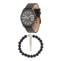 Diesel Set: Uhr und Armband 'Scraper' Herren Gr&ouml;&szlig;e One Size gold / schwarz / silber
