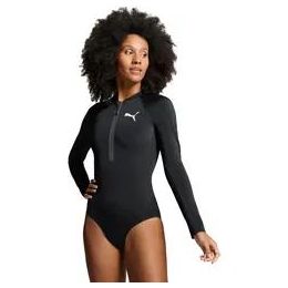 Badeanzug Puma "Puma SWIM WOMEN LONG SLEEVE SURF SUIT", Damen, Gr. S, N-Gr, schwarz, Elasthan, Polyester, unifarben, Badeanz&uuml;ge Badeanzug, mit Logodruck, Surfanzug, lang&auml;rmelig