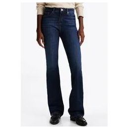 Bootcut-Jeans Tommy Hilfiger "BOOTCUT RW PATY", Damen, Gr. 27, L&auml;nge 32, blau (nos dunkelblau), Denim/Jeans, Obermaterial: 99% Baumwolle, 1% Elasthan, unifarben, bootcut fit lang, Jeans, mit Tommy Hilfiger Logo-Badge, Regular Waist