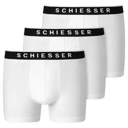 Boxer Schiesser "95/5", Herren, Gr. 8, wei&szlig; (100, wei&szlig;), Single Jersey, Obermaterial: 95% Baumwolle, 5% Elasthan, unifarben mit Farbeinsatz, eng, Unterhosen, mit sportlichem Webgummibund