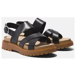 Sandale Timberland "Clairemont Way CROSS STRAP SANDAL", Damen, Gr. 36 (5,5), schwarz (blk full gra), Leder, Schuhe Sandale