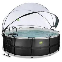 Framepool EXIT "inkl. multifunktionaler Poolabdeckung", schwarz, H:122cm &Oslash;:427cm, Schwimmbecken, &Oslash;xH: 427x122 cm, mit Sandfilteranlage und Sicherheitsleiter