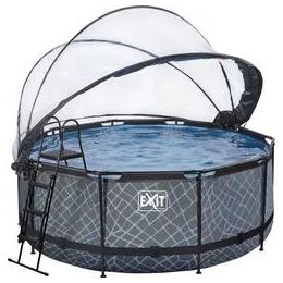 Framepool EXIT "inkl. multifunktionaler Abdeckung und W&auml;rmepumpe", grau, H:122cm &Oslash;:360cm, Schwimmbecken, &Oslash;xH: 360x122 cm, mit Sandfilteranlage, W&auml;rmepumpe, Sicherheitsleiter