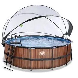 Framepool EXIT "inkl. multifunktionaler Poolabdeckung", braun, H:122cm &Oslash;:427cm, Schwimmbecken, &Oslash;xH: 427x122 cm, mit Sandfilteranlage und Sicherheitsleiter