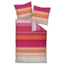 Bettw&auml;sche Janine "moments98120", pink (pink koralle), B/L: 200cm x 200cm, 1 Stk., 2 Stk., Mako-Satin, B/L: 80cm x 80cm & 80cm x 80cm, Mako-Satin, Obermaterial: 100% Baumwolle, Bettw&auml;sche, Bettw&auml;sche, mit Rei&szlig;verschluss