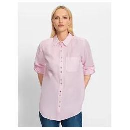 Longbluse Heine, Damen, Gr. 34, rosa (hellros&eacute;), 55% Baumwolle, 45% Leinen, unifarben, Blusen Longbluse, Topseller