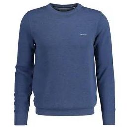 Sweater Gant "Strickpullover COTTON PIQUE C-NECK", Herren, Gr. XL, blau (jeansblau melange), Obermaterial: 100% Baumwolle CO., Sweatshirts Sweater