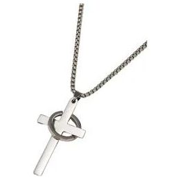 Kette mit Anh&auml;nger Firetti "Schmuck Geschenk Edelstahl Halsschmuck Halskette Kreuz", silber (silberfarben, grau), Halsketten, Damen, Edelstahl, L: 60 B: 3mm, Made in Germany, B:3mm
