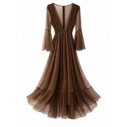 Elena Athanasiadou Cocktailkleid 'Romantic Ruffled' Damen Gr&ouml;&szlig;e 36/40 braun Winterkleid