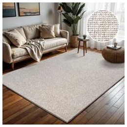 Teppich Sanat "Lora Plus, auch als L&auml;ufer", beige, B:140cm H:5mm L:200cm, Kunstfaser, Teppiche, Teppich, Kurzflor, uni, gekettelt, Wohnzimmer, Kinderzimmer