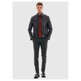 Lederjacke Pierre Cardin, Herren, Gr. M, blau (dunkelblau), 100% Leder, Rautenmuster, kurz, hoch geschlossener Ausschnitt, Jacken, mit schickem Stepp-Muster
