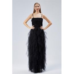 Home Store Abendkleid '&Ccedil;i&ccedil;ek Kabartmalı Uzun Elbise' Damen Gr&ouml;&szlig;e 36 schwarz Winterkleid