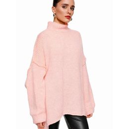 Worldclassca Oversized Sweater 'Strickpullover Oversized mit Stehkragen' female Pink size S/L