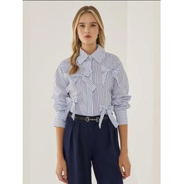 Hiccup Bluse Damen Gr&ouml;&szlig;e XL blau / wei&szlig;