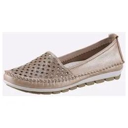 Slipper Gemini, Damen, Gr. 42, beige (puder, meliert), Glattleder, Schuhe Slipper