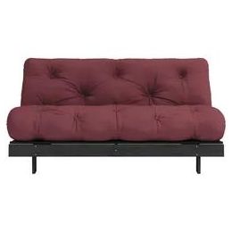 Daybett KARUP DESIGN "Roots Sofa Bed, Schlafsofa, Daybett, Bettfunktion, FSC-Massivholz", rot (bordeaux), B:160cm H:85cm, Bezug: 80% Baumwolle, 20% Polyester, Daybetten, Inkl. Futonmatratze. Mehrere Gr&ouml;&szlig;en & Farben, Made in Europe