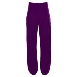 Sporthose WINSHAPE "Functional Light and Comfort Wide Leg Pants CUL102LC", Damen, Gr. L, Normalgr&ouml;&szlig;en, lila (schwarz plum), 85% Polyester, 15% Elasthan, Hosen Sporthose, mit Gummizug