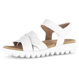 Riemchensandale Gabor, Damen, Gr. 44, wei&szlig;, Glattleder, unifarben, Schuhe Riemchensandale, Sommerschuh, Keilsandalette, Bequemschuh mit Klettverschluss
