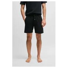 Sweatshorts BOSS "David", Herren, Gr. M (50), N-Gr, schwarz, Jersey, Obermaterial: 100% Baumwolle, bestickt, unifarben, regular fit, Hosen Sweatshorts, mit verstellbarem Tunnelzug