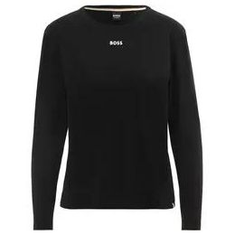 Langarmshirt BOSS, Damen, Gr. M, schwarz, Jersey, Obermaterial: 95% Baumwolle, 5% Elasthan, unifarben, Basic, regular fit, Rundhals, Shirts Langarmshirt, mit Rundhalsausschnitt