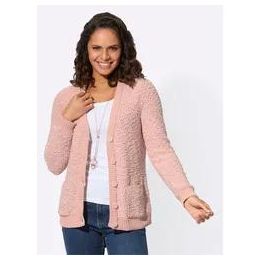 Strickjacke Casual Looks, Damen, Gr. 54, beige (puder), 58% Polyester, 42% Baumwolle, unifarben, Strickjacken Strickjacke