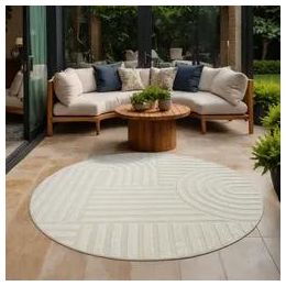 Teppich Sanat "Berlin", beige (creme), H:6mm &Oslash;:120cm, Kunstfaser, Teppiche, Teppich, In -und Outdoor geeignet, Au&szlig;enbereich,Terasse, Balkon, modern
