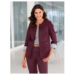 Lederimitat-Blazer "Lederimitat-Blazer", Damen, Gr. 44, rot (burgund), 90% Polyester, 10% Elasthan, B&uuml;ndchen:100% Polyester, Blazer
