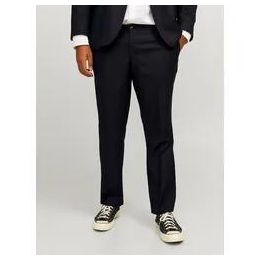 Jack & Jones PlusSize Anzughose "JPRSOLARIS TROUSER NOOS PLS", Herren, Gr. 62, N-Gr, schwarz, Web, Obermaterial: 59% Polyester, 24% Wolle, 16% Viskose, 1% Elasthan, JACK & JONES PLUSSIZE, unifarben, slim fit normal, Hosen Anzughose